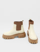 Agora platform chelsea boots in off white leather womens shoes ...