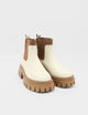 Agora platform chelsea boots in off white leather womens shoes ...