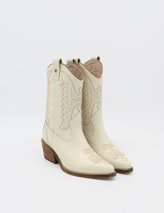 Stivali Unstoppable western cowboy boots in ivory leather womens shoes ...
